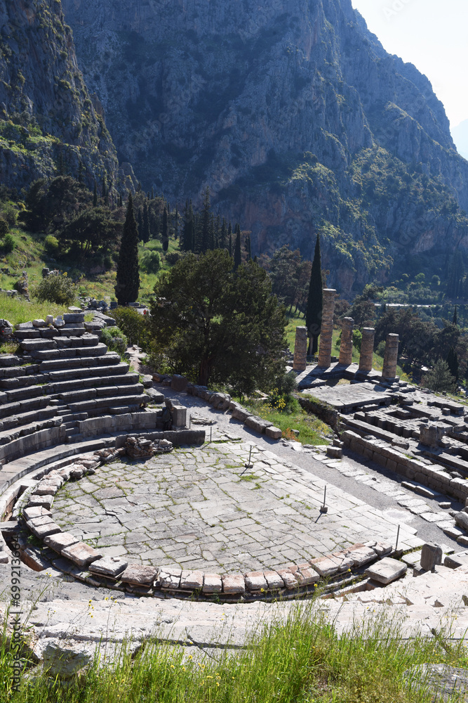 Delphi, Phocis, Greece. Ancient Theater of Delphi. The theater, with a ...