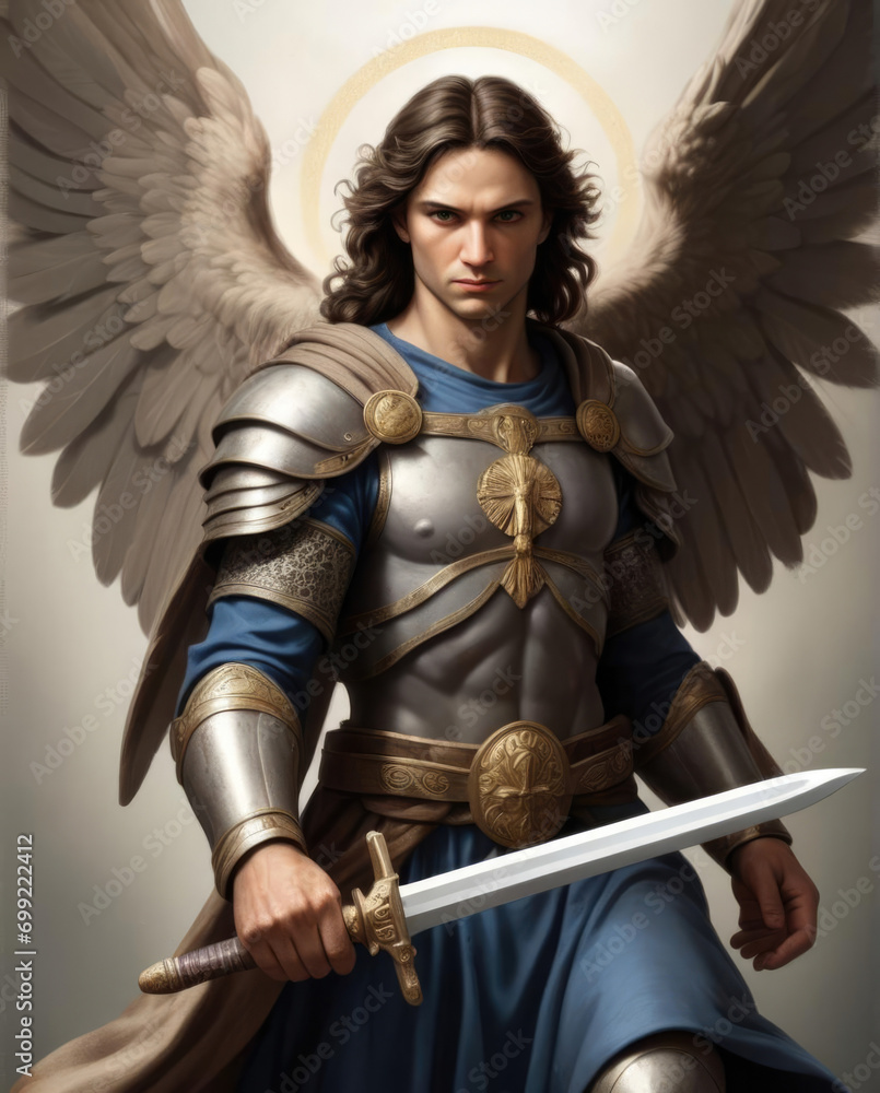 Poster Archangel Michael - Realistic portrait of a biblical figure with ...