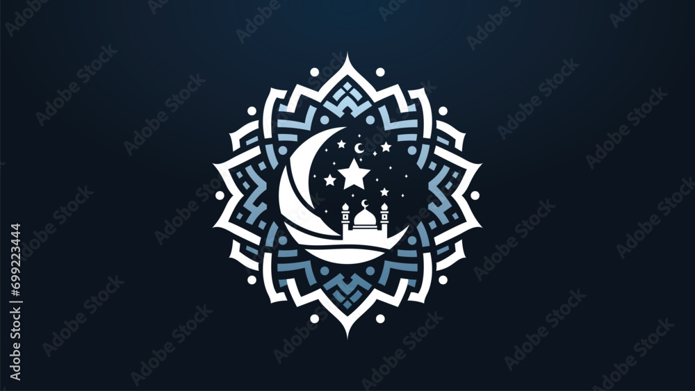 Islamic card design template background 16:9 with beautiful pattern and ...