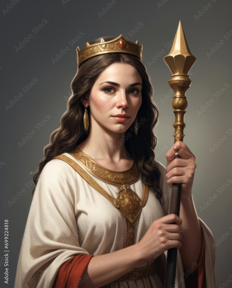 Realistic Portrait of Esther - a biblical figure with a scepter ...