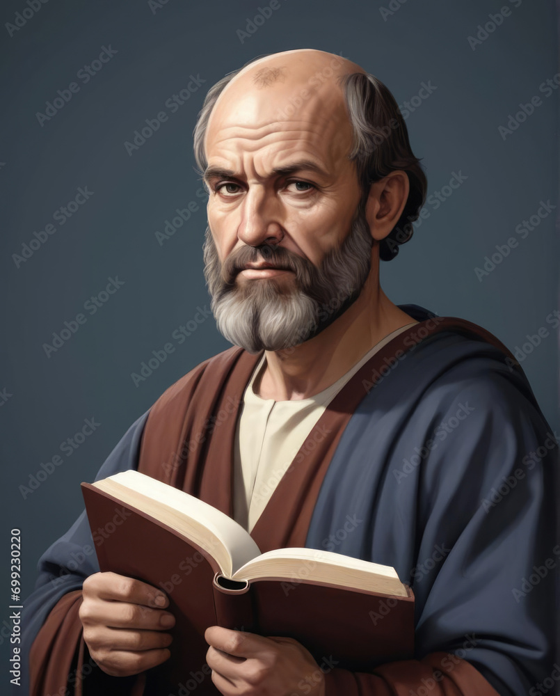 Apostle Paul - Realistic flat illustration of the biblical figure with a sword and a book Gen AI ...