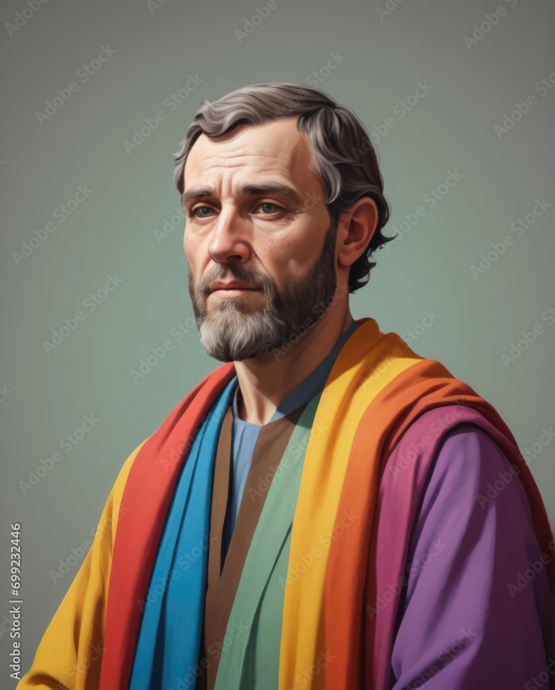 Joseph with a Coat of Many Colors - Realistic biblical figure in flat ...