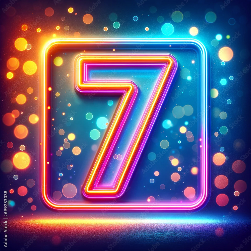 Neon Number Seven Shine, neon, number seven, shine, pink, bright, bokeh ...
