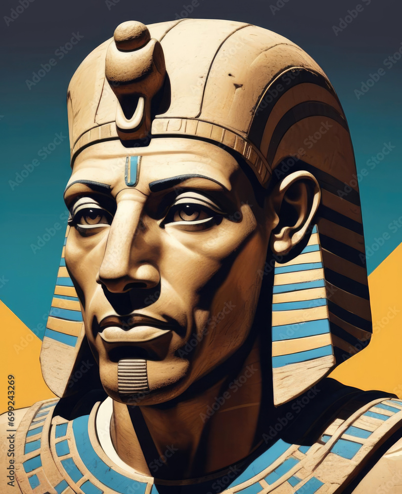 Stylized Portrait of Ramses II - ancient historical figure depicted in ...