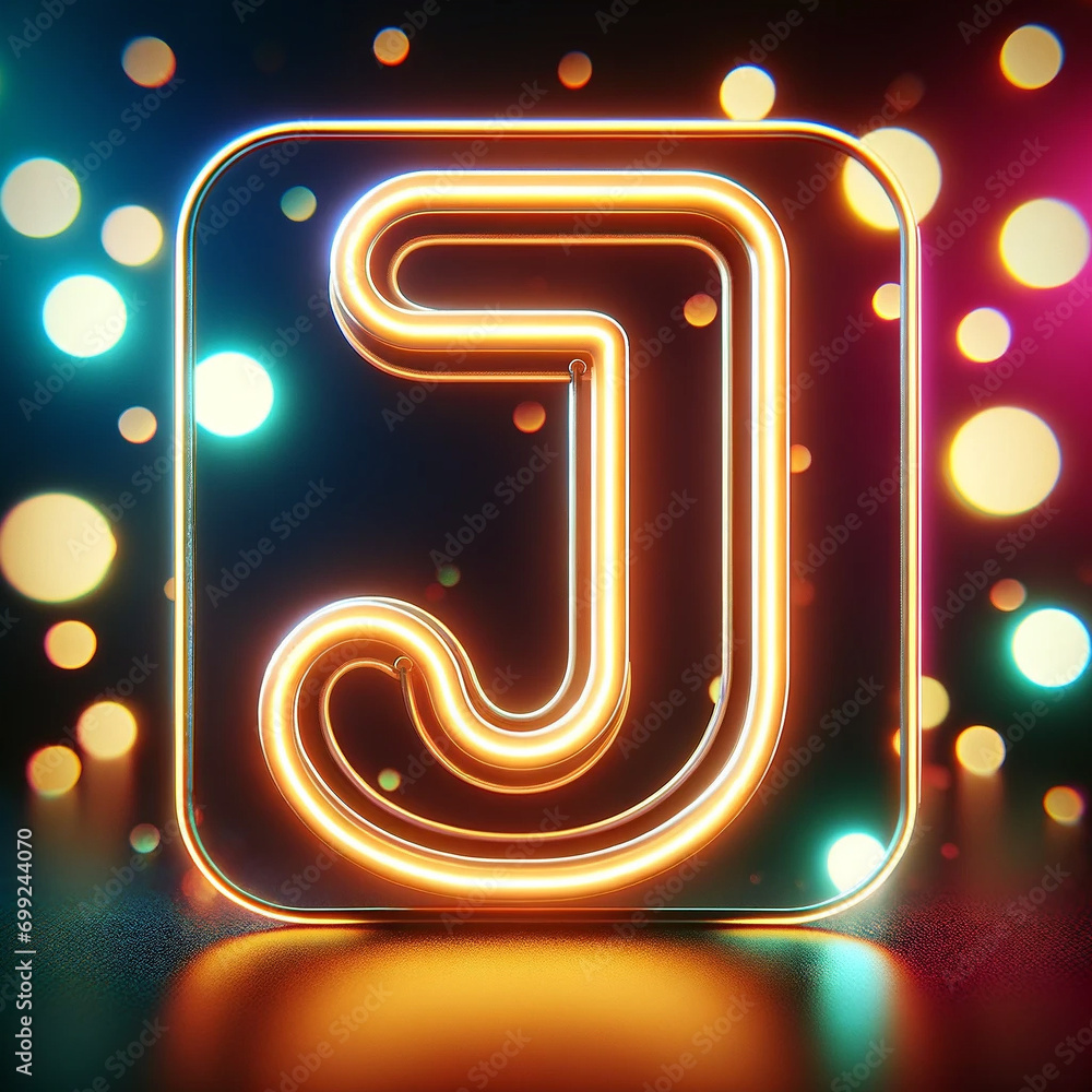 Jubilant Neon Letter J, neon letter J, light, alphabet, curve, electric ...
