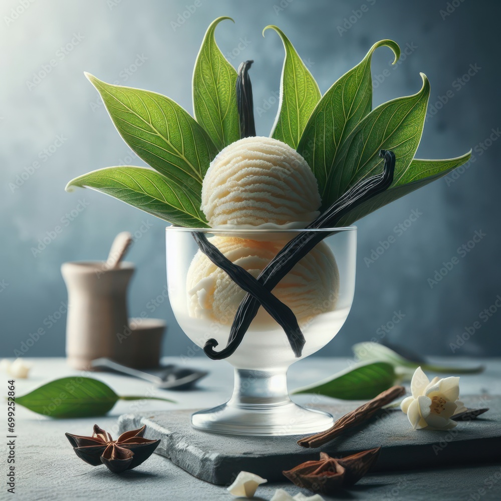 Tasty vanilla ice cream, helado de vainilla, Вкусное ванильное ...