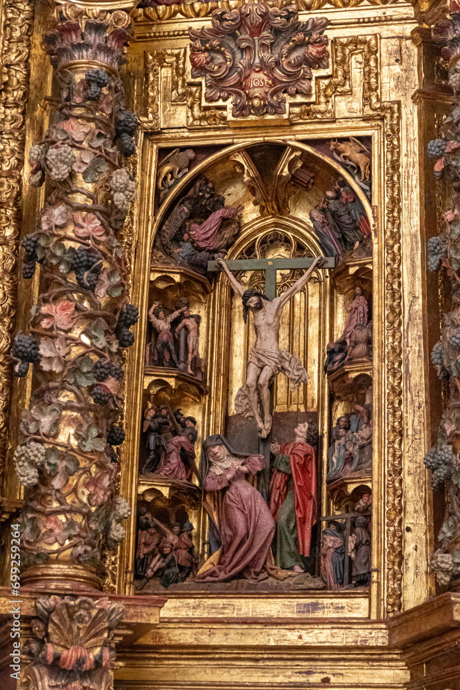 Laredo, Spain. The Retablo de Belen (Bethlehem Altarpiece) inside the ...