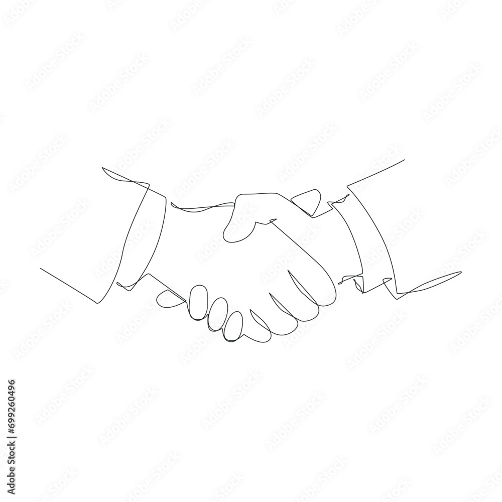 One line handshake. The businessmen agreed to cooperate. Vector ...