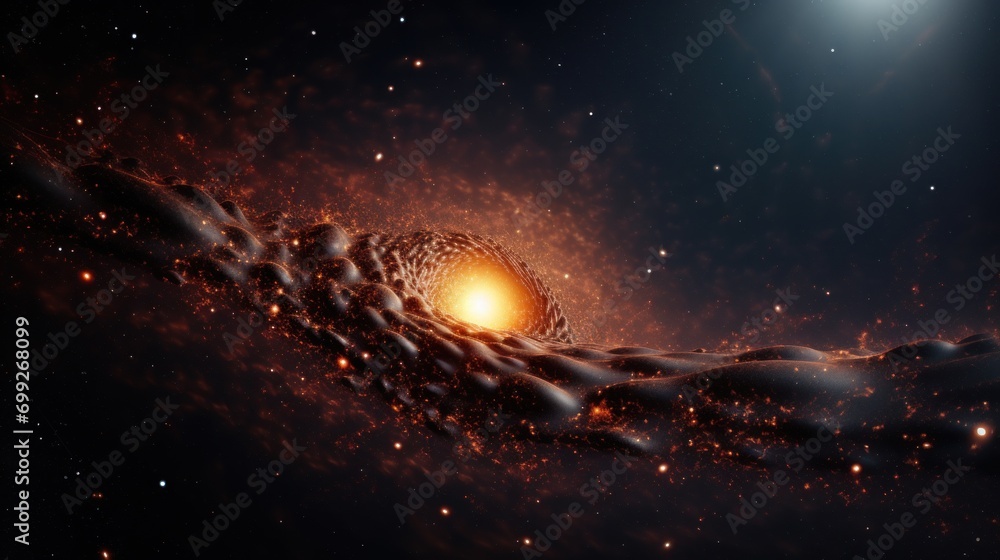 Glowing celestial body amidst stardust in deep space, highlighting ...