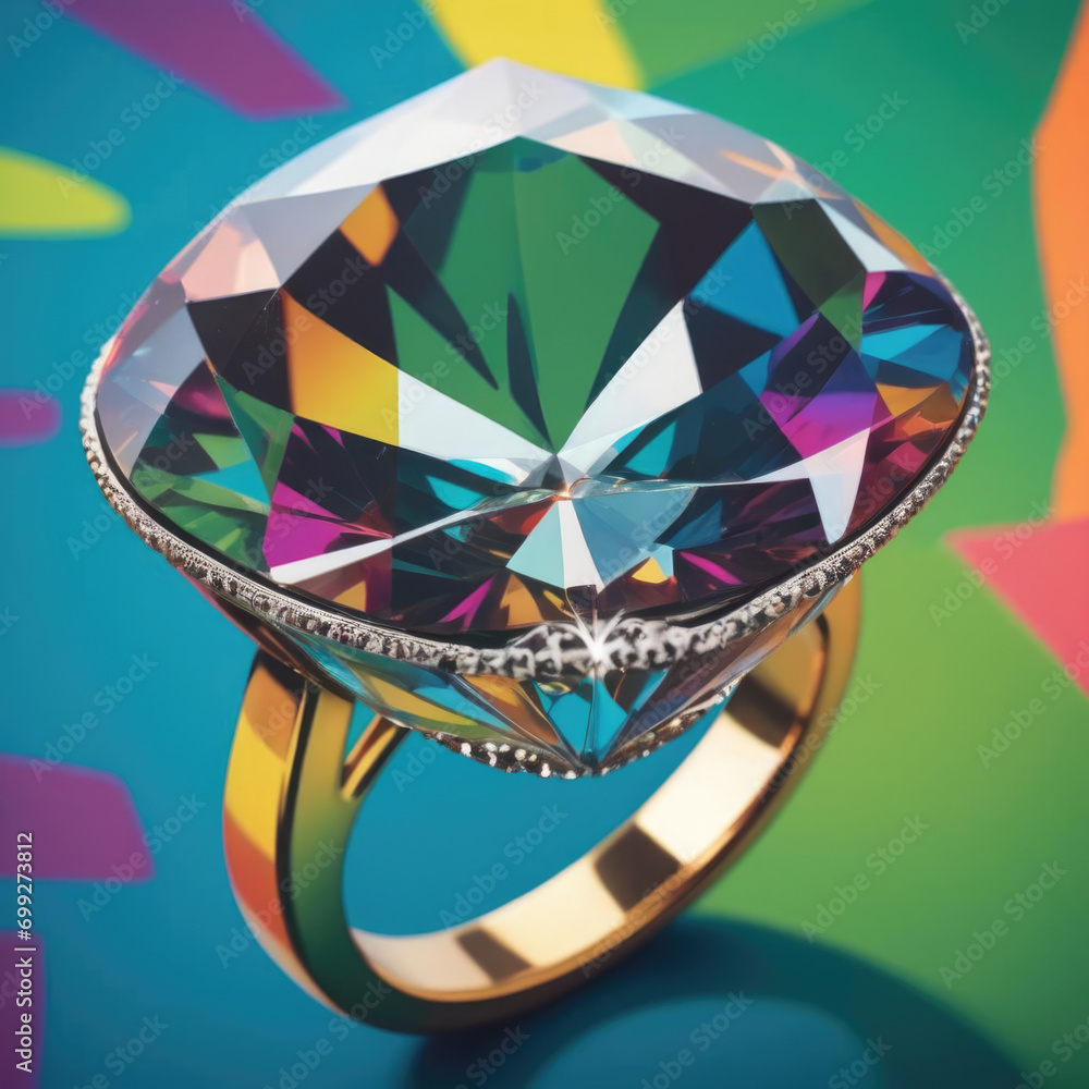 Vibrant Pop Art Diamond Ring - A colorful and bold pop art styled photo ...