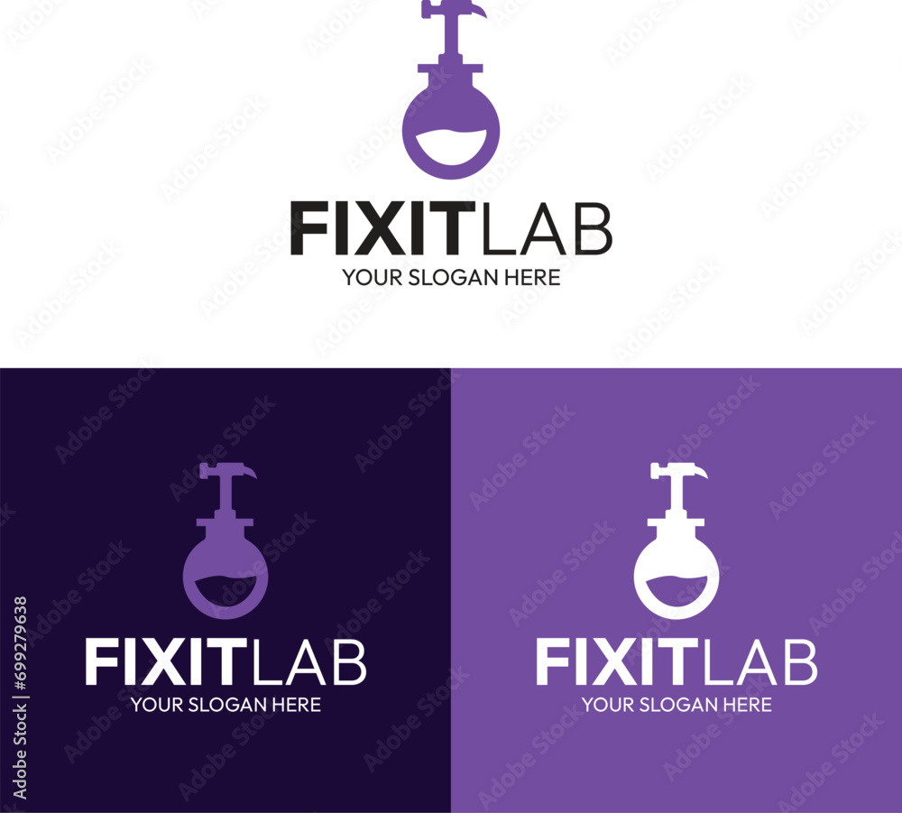 lab logo, hammer logo, tube logo, cylinder logo, science logo, testing ...