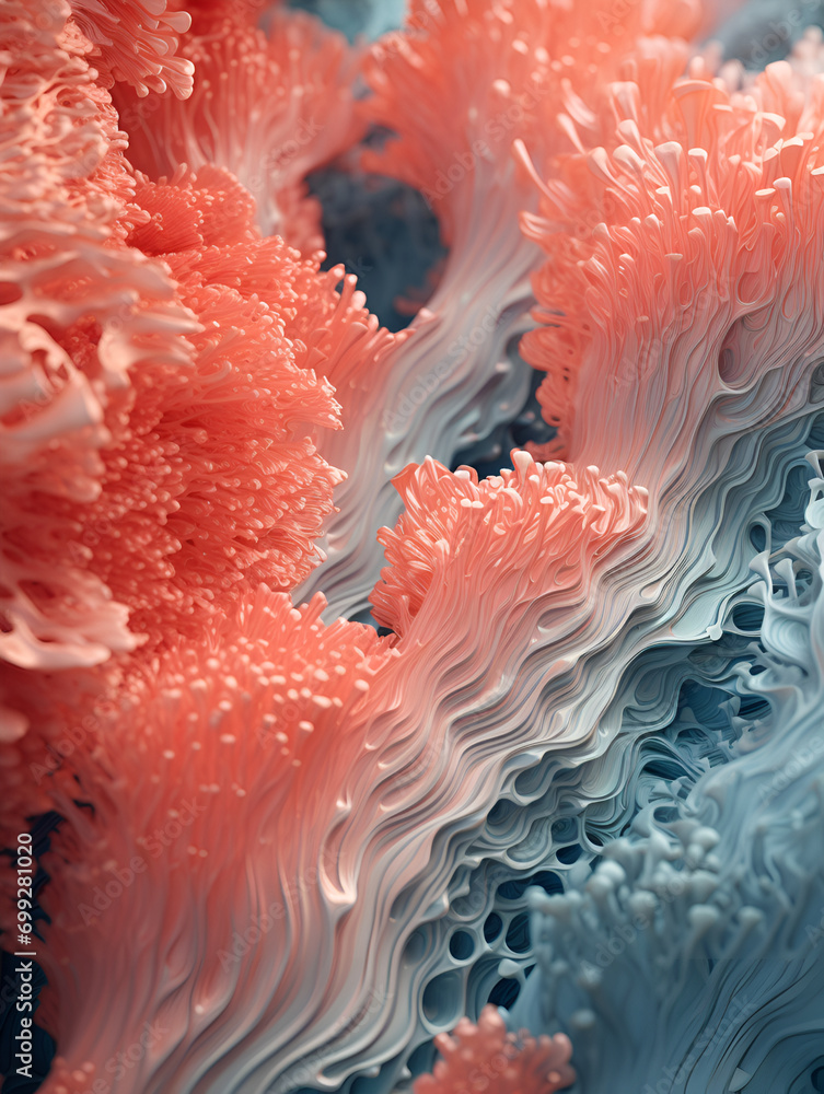 Sculptural abstract with a coral-like design in soft pastels, blending ...