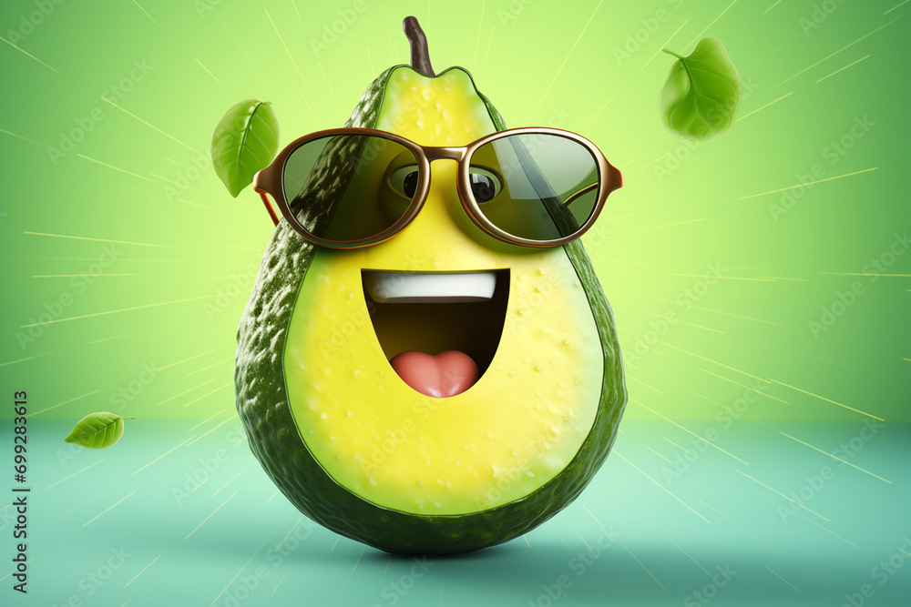 Fashion portrait of anthropomorphic vegetable, avocado wearing ...