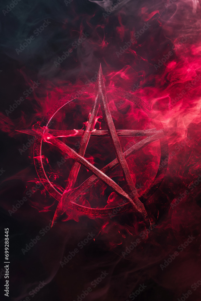 Flaming Red pentagram - fantasy pentagram star in flames, fire, smoke ...