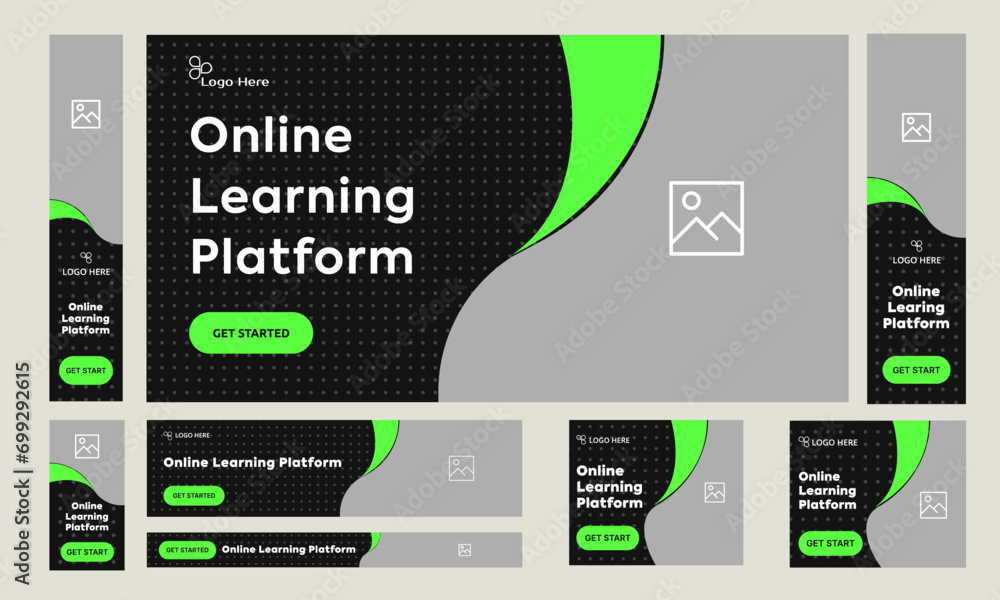 Fully customizable vector online learning web bundle banner design ...