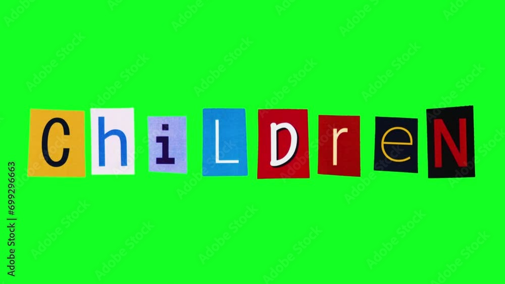 Template logotype with word children on chroma key background in ...