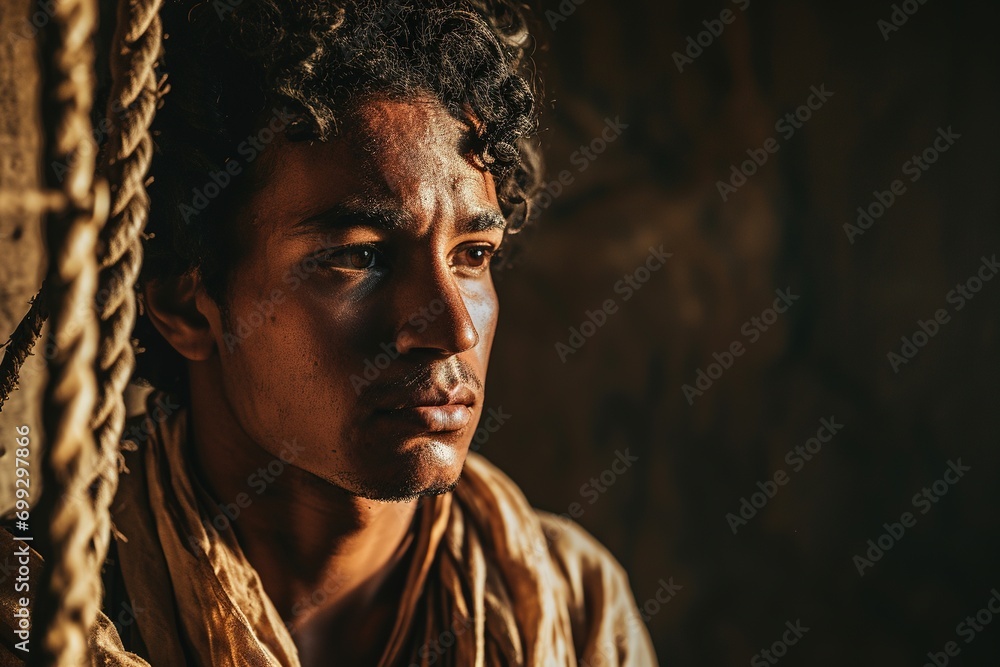 Portrait of Joseph as a slave in Egypt, Bible story. Stock Photo ...