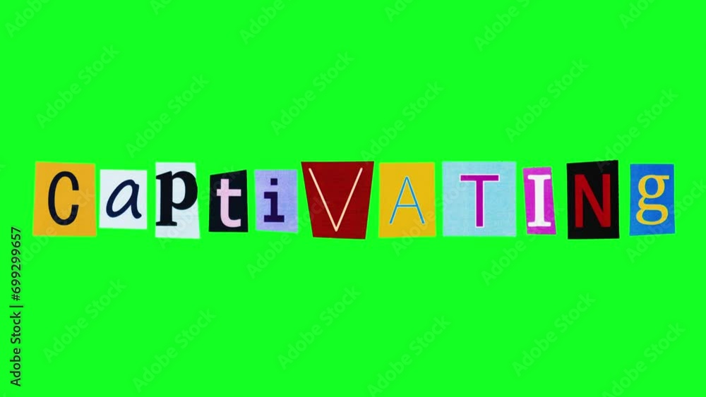 Captivating word in stop motion animation on alpha channel background ...