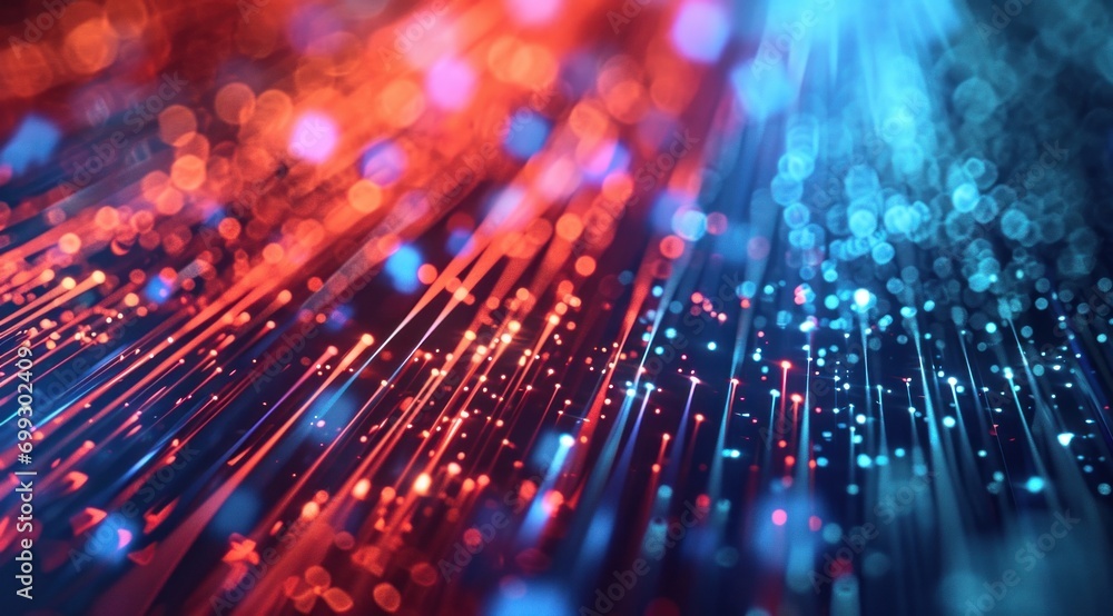 blurred fluorescent lines in red and blue background Stock Photo ...