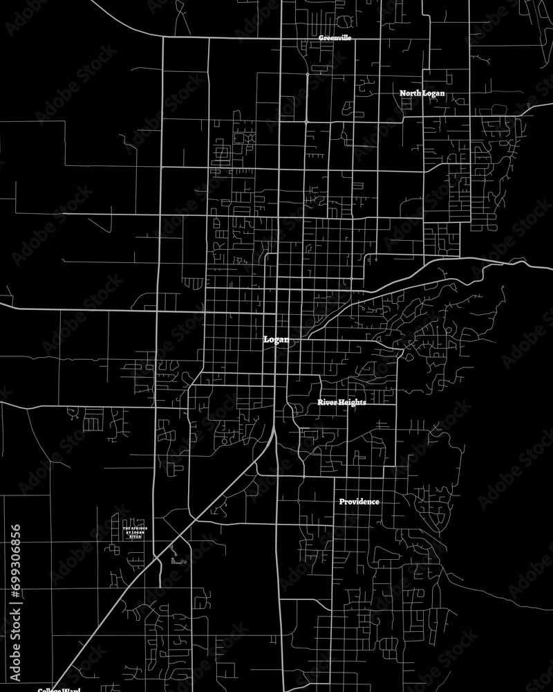 Logan Utah Map, Detailed Dark Map of Logan Utah Stock Illustration ...