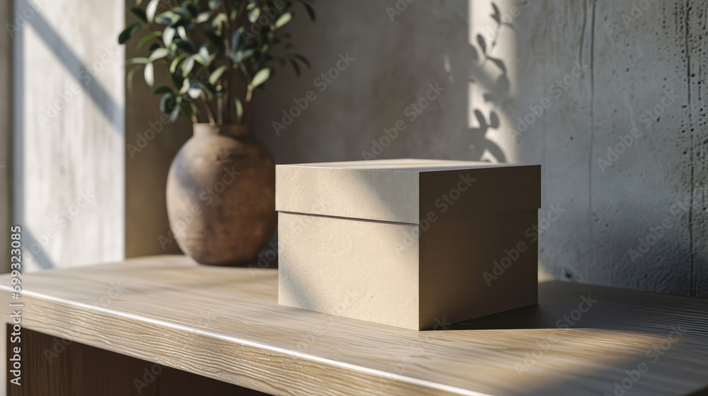 Cardboard craft rectangular box template for product branding packaging ...