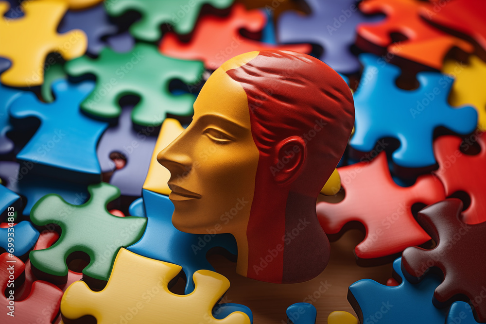 DEI, diversity equity and inclusion concept. Different faces puzzle ...