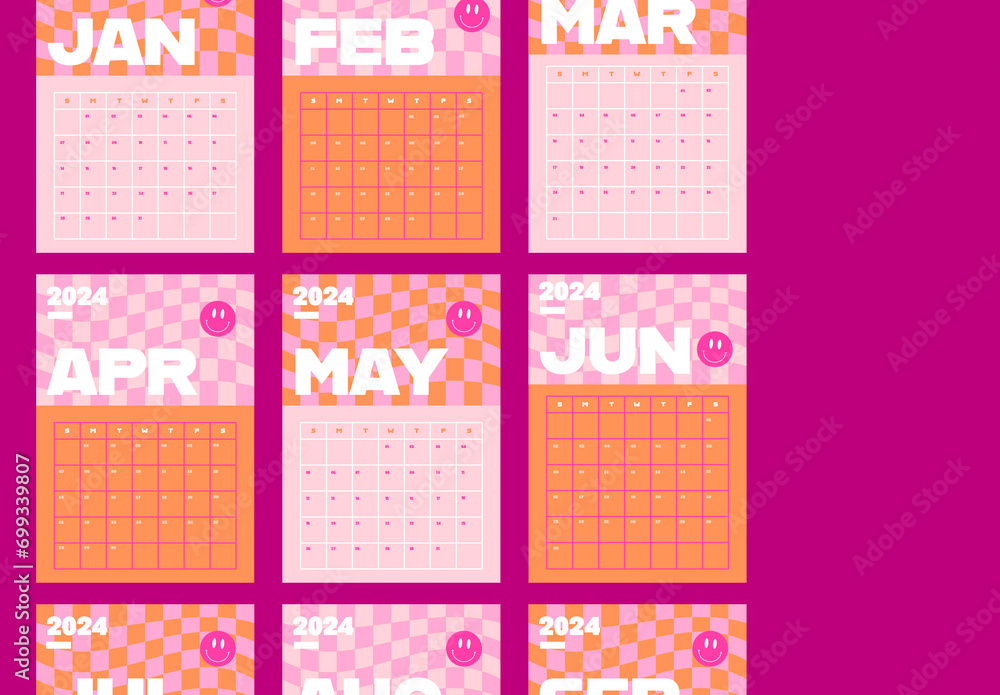 Calendar 2024 Layout Stock Template | Adobe Stock