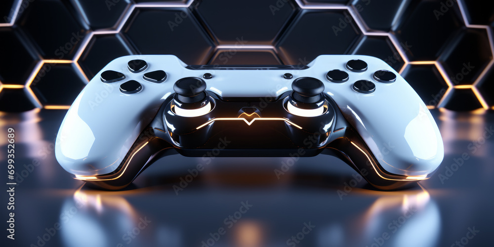 Gaming header concept. Gaming controller header interface with ligt ...