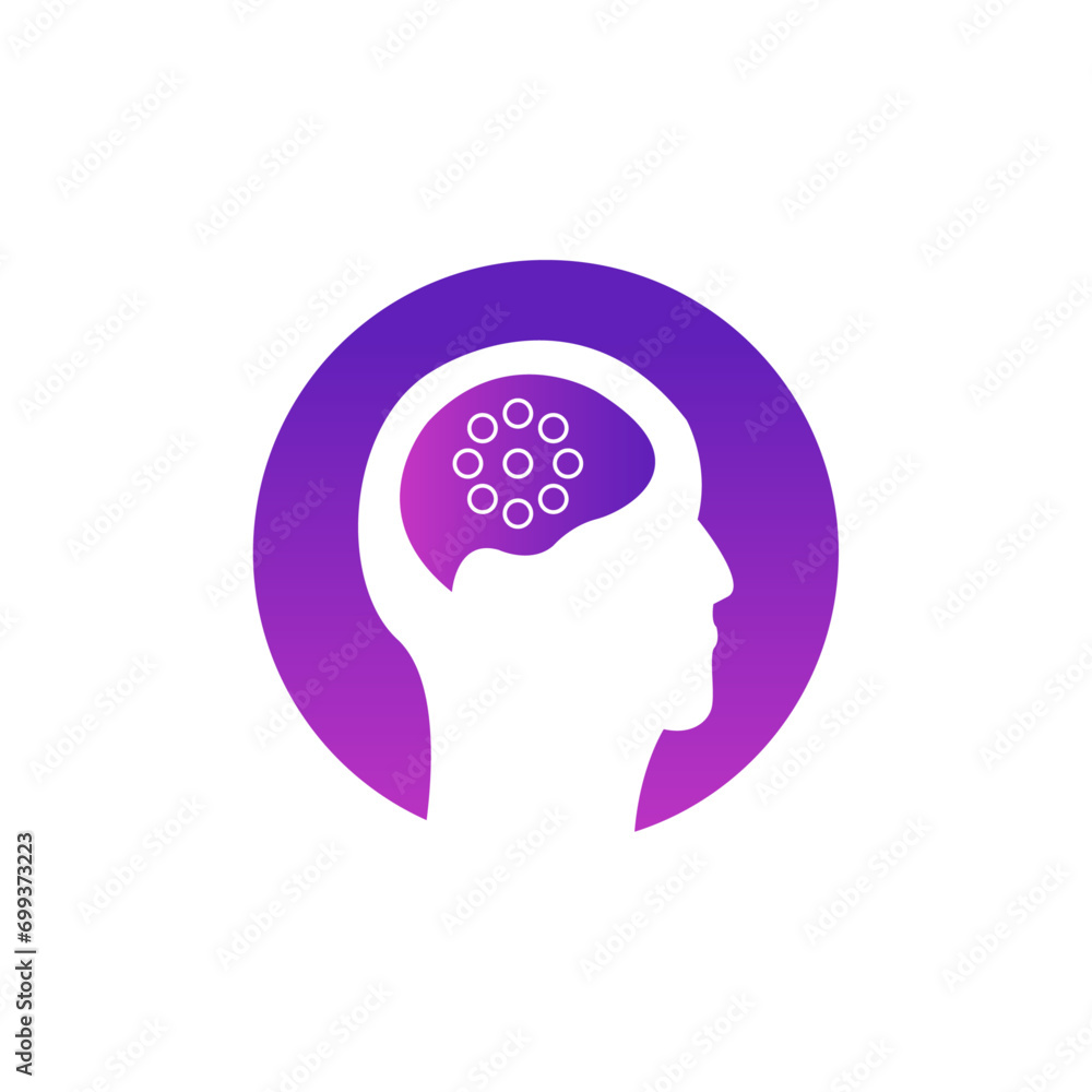 Human brain logo.Gradient color neuron mind health service logo vector ...
