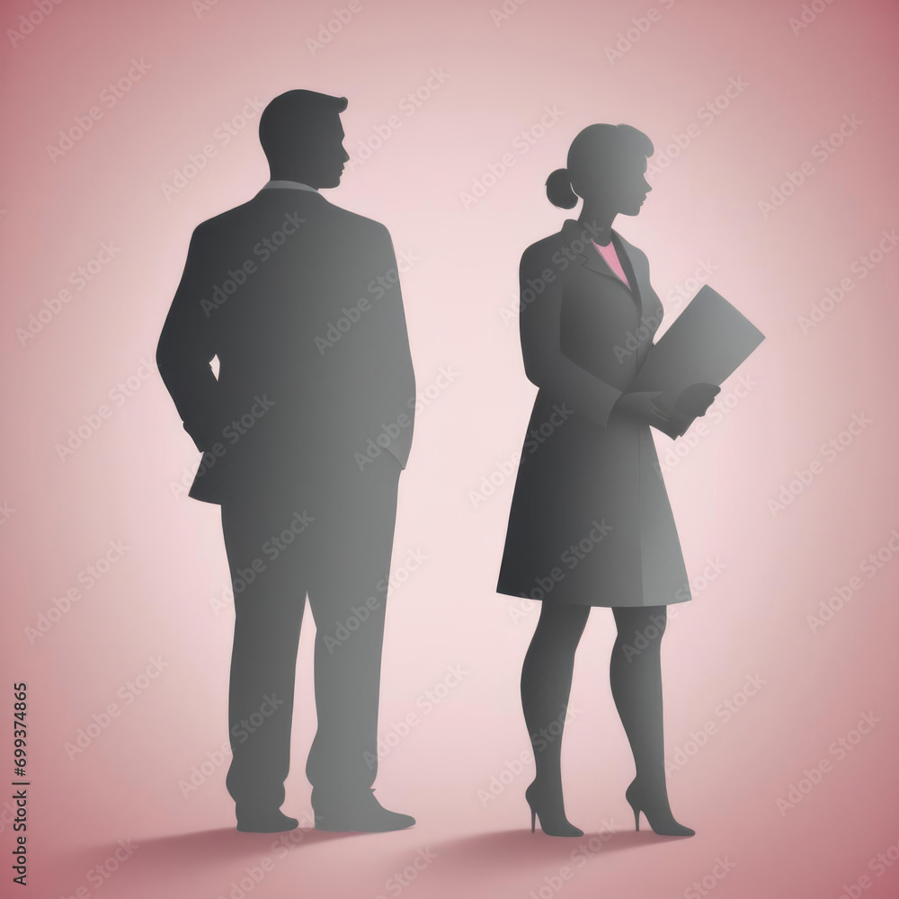 Gender Pay Gap - Silhouettes of a man and woman with size disparity ...