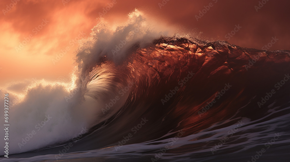 Gusty November with Turbulent Maroon Waves November. red sea waves ...