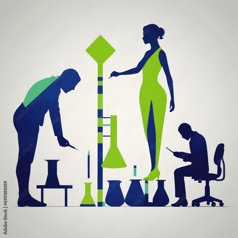 Gender Inequality in Science - Silhouette of a man and woman in a ...