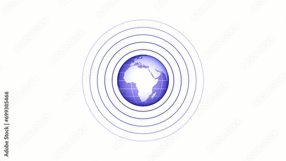 Black White Color World Map Spinning Wave Signal on White Background ...