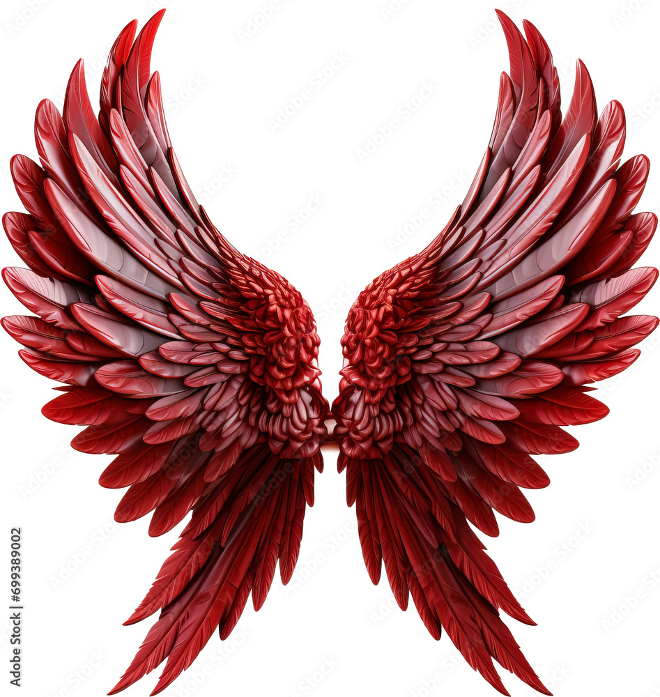 Red angel wings isolated on transparent background Stock Illustration ...