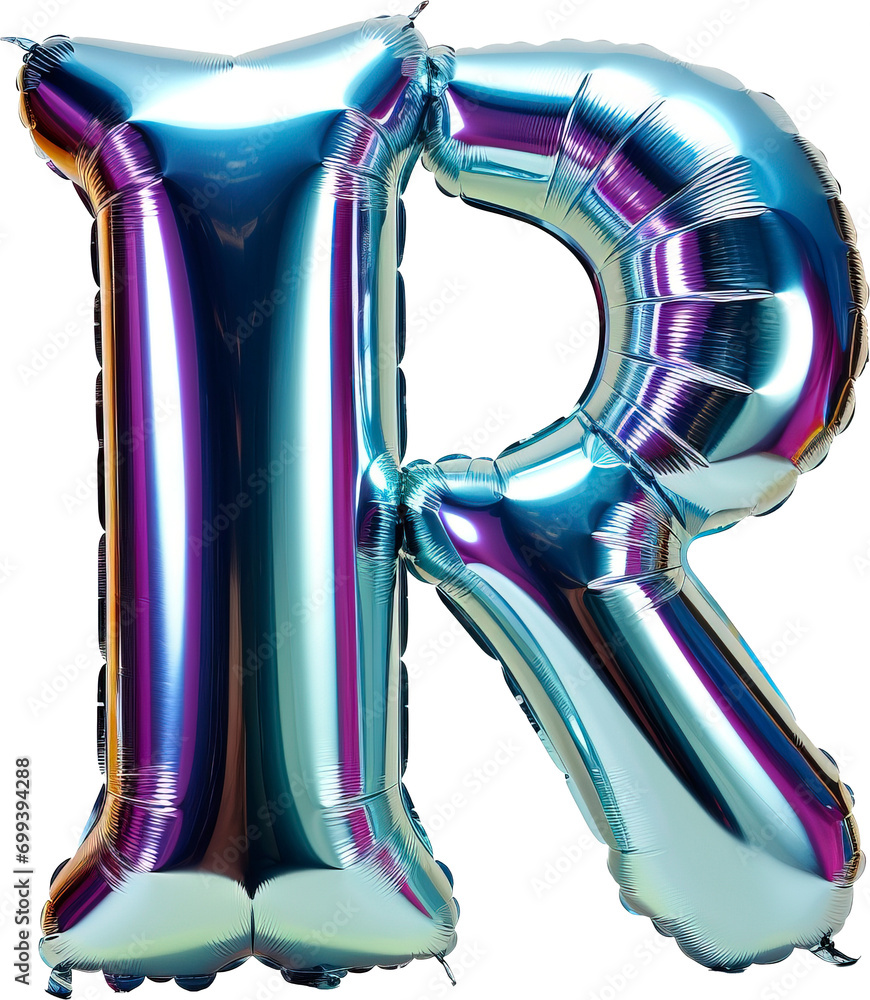 Hologram metallic R alphabet balloon Realistic 3D isolated on ...