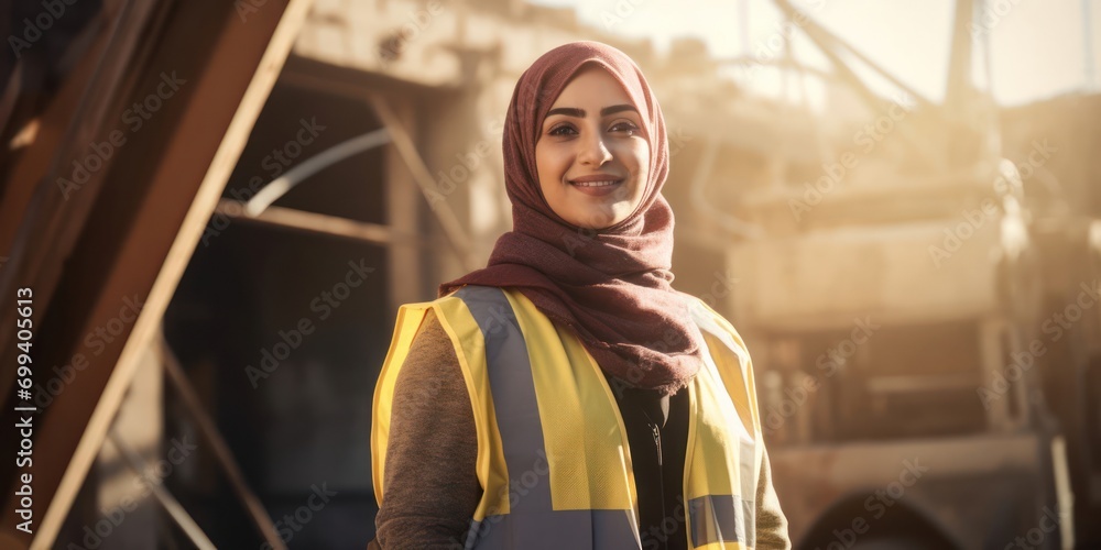 Arabic Female Construction Worker Employee Career Attractive Setting ...