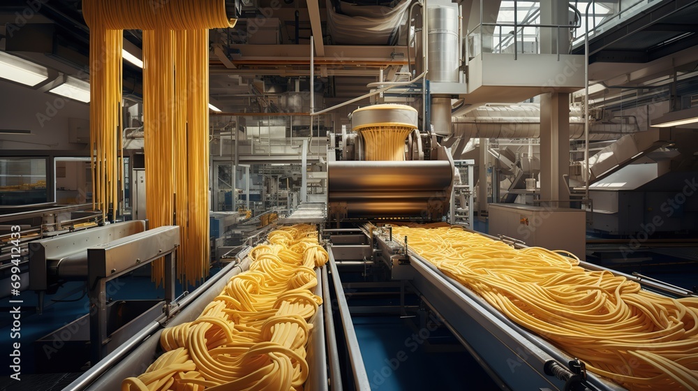 The pasta factory conveyor for pasta production of flour products ...