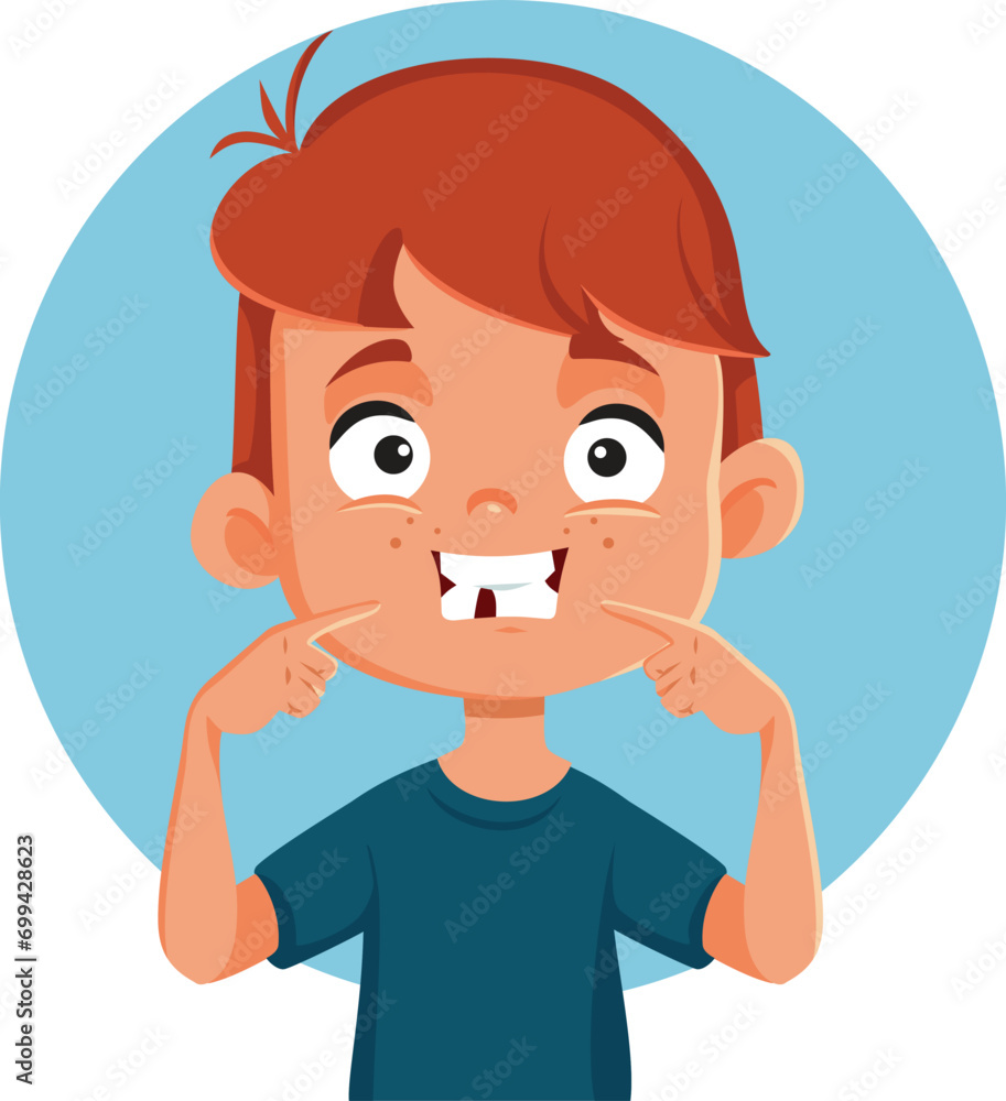 Little Boy Losing his Tooth Vector Cartoon illustration. Kid missing a ...