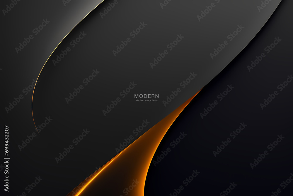 Vector abstract black wave background with liquid and shapes on fluid ...