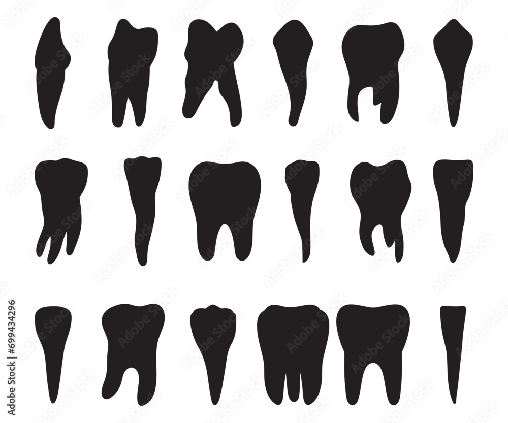 Tooth Silhouettes, Dental svg, Tooth Monogram Vector Bundle, Tooth ...