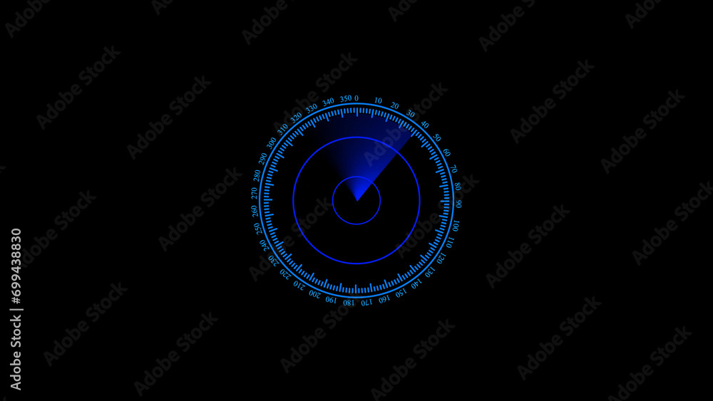 Radar screen animation, green color and location scanning place moving ...