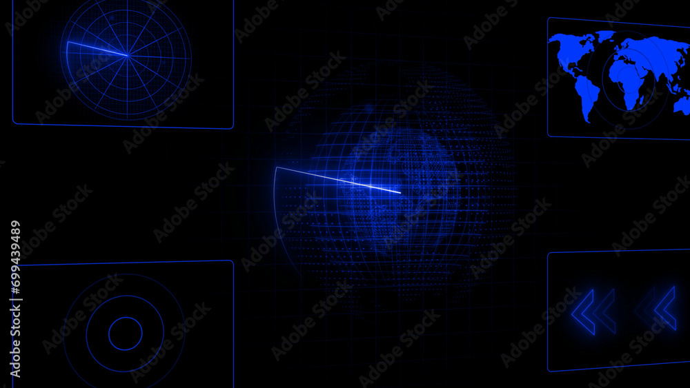 Radar loop with Alpha Matte, Digital green radar with targets on ...