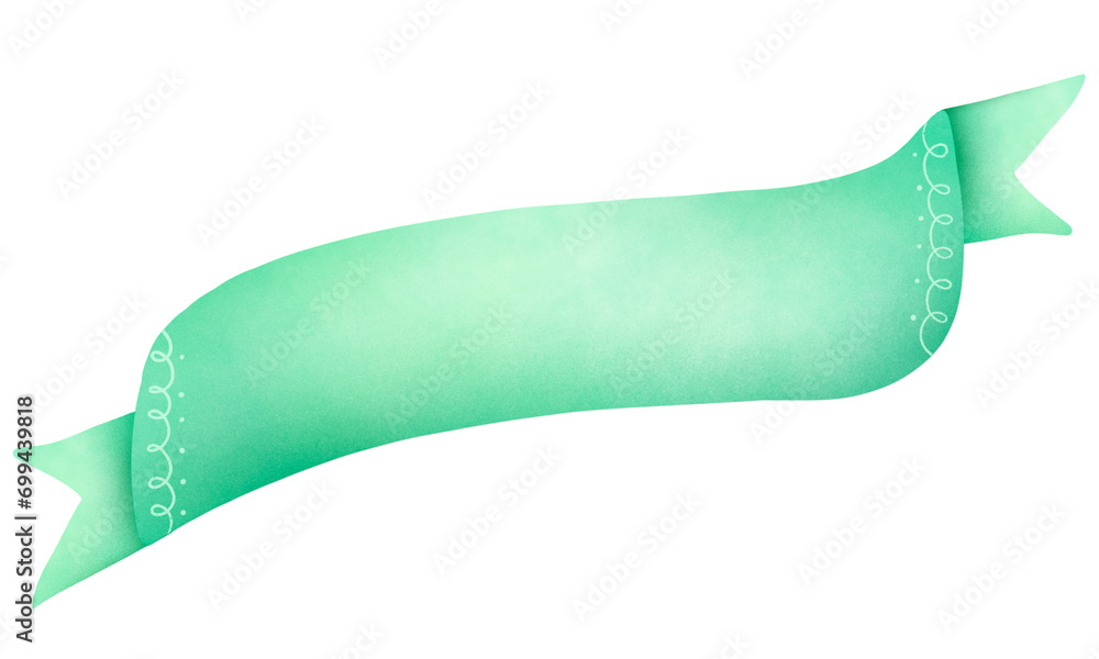 Watercolor hand-drawn illustration pastel green ribbon banner text box ...