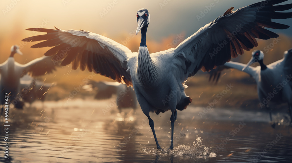 World Wetlands Day, Water Birds In River, Cranes Flock Of Demoiselle ...
