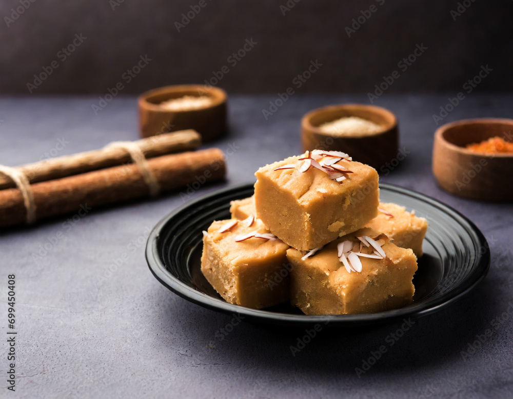 mysore pak or mysuru paaka is south indian cake like sweet Stock Photo ...