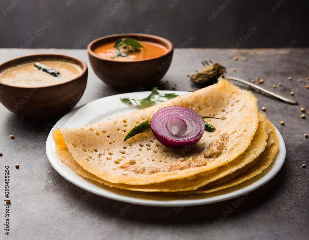onion rava masala dosa is a south indian instant breakfast served with ...