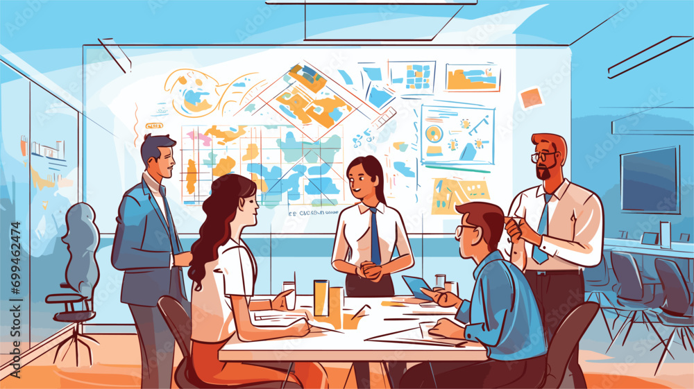 simple Vector Illustration art of Design a vector scene of a team ...