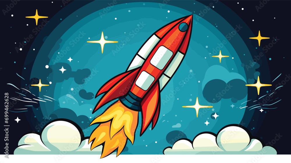 simple Vector Illustration art of "Resolution Rocketship" (A stylized ...