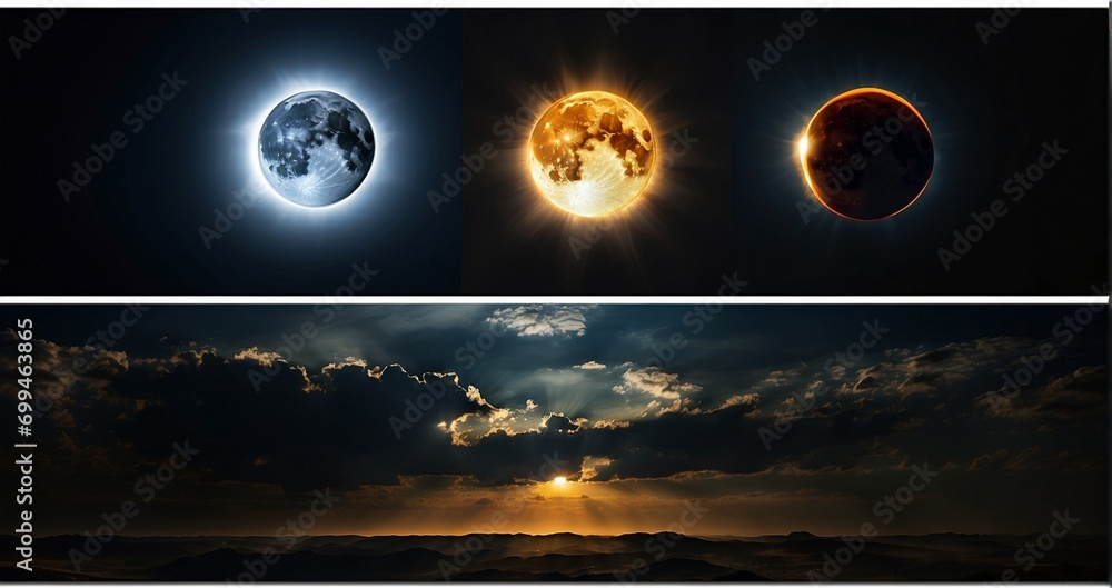 Solar eclipse The moon delicately covers the sun, casting a captivating ...