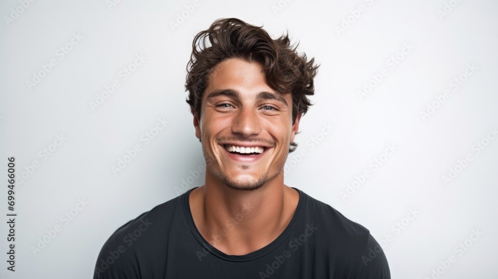 A professional portrait studio photo of a handsome young white american ...